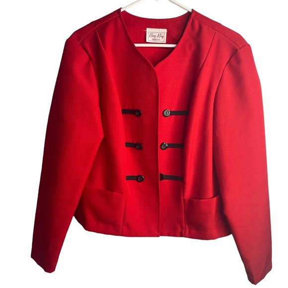 Berg Ray Frocks | Jackets & Coats | Vintage Military Puff Sleeve Red ...